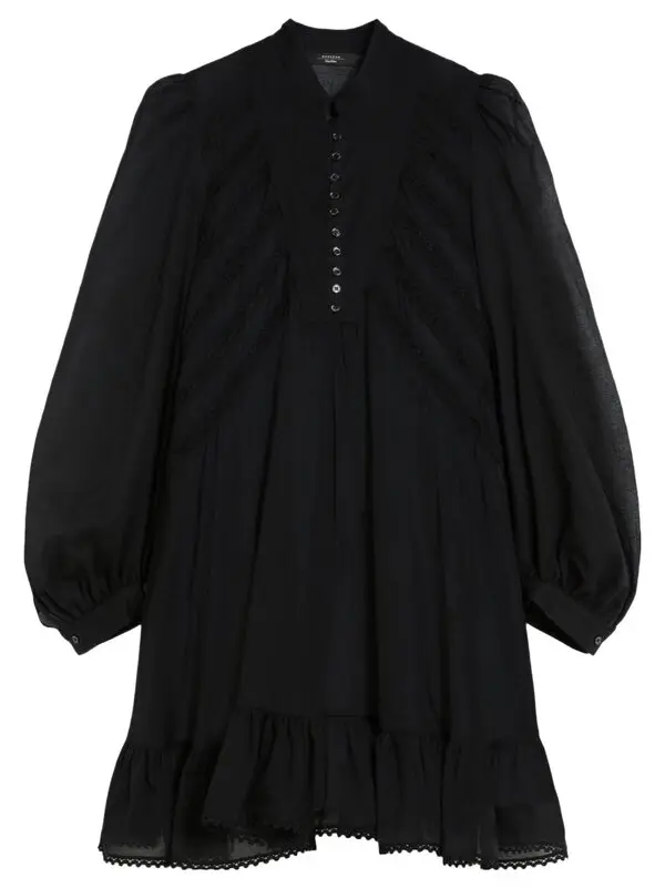 Max Mara Flared Hem Mini Dress With Lace Detail - Black