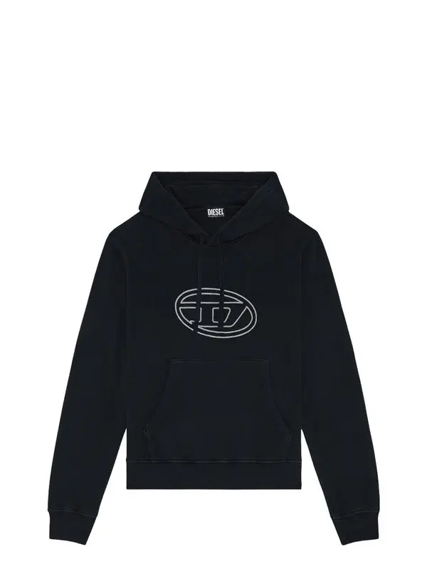 DIESEL® Embroidered Logo Drawstring Hoodie - Black
