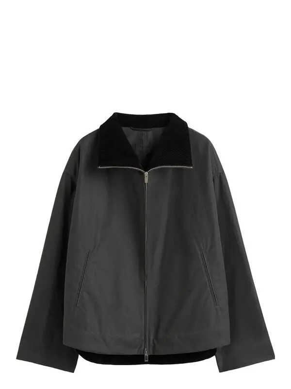 TOTEME Corduroy-collar Zip-up Jacket - Water-washed Black