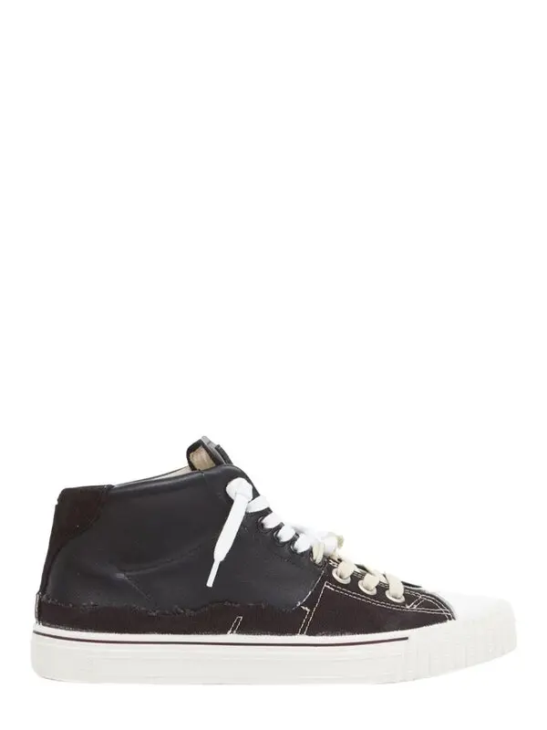 MAISON MARGIELA Round Toe Lace Up High Top Sneakers - Black