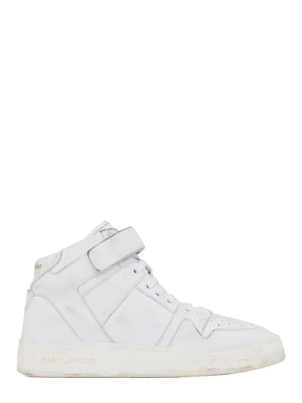 Saint Laurent High Top Sneakers With Buckle Detail - White