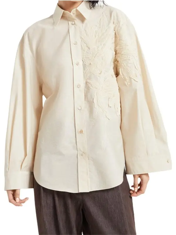 Brunello Cucinelli Floral Appliqué Shirt - White