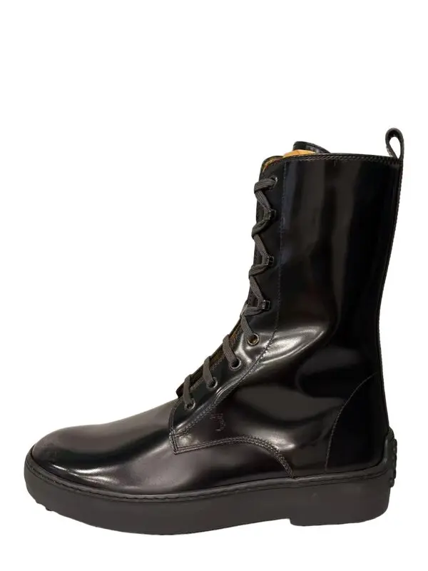 TOD'S Leather Lace-up Boots - Black