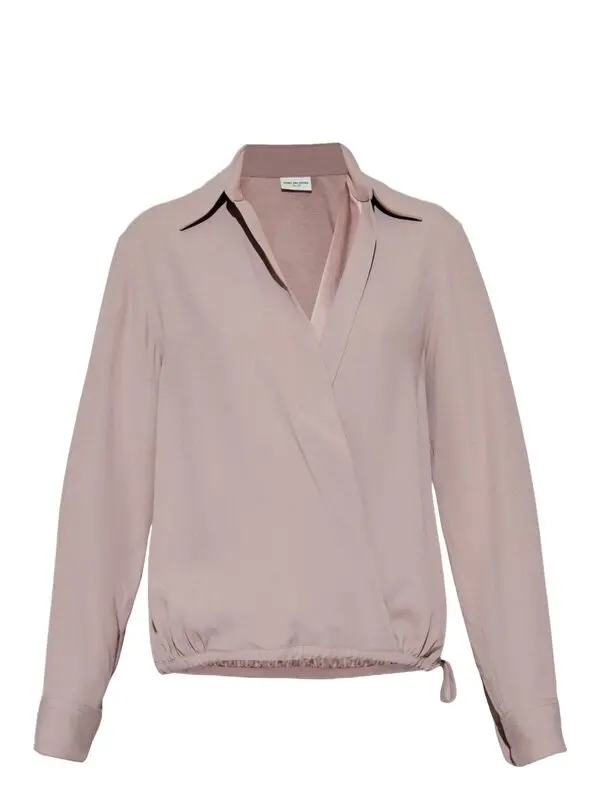 Dries Van Noten Long Sleeve V-neck Blouse - Nude