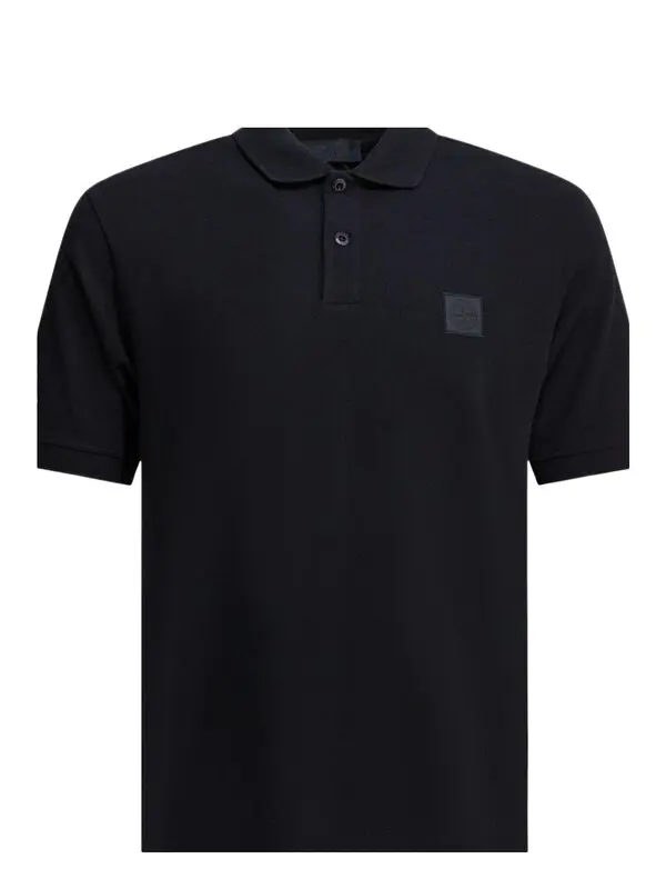 Stone Island Logo Patch Short Sleeved Polo Shirt - Blue