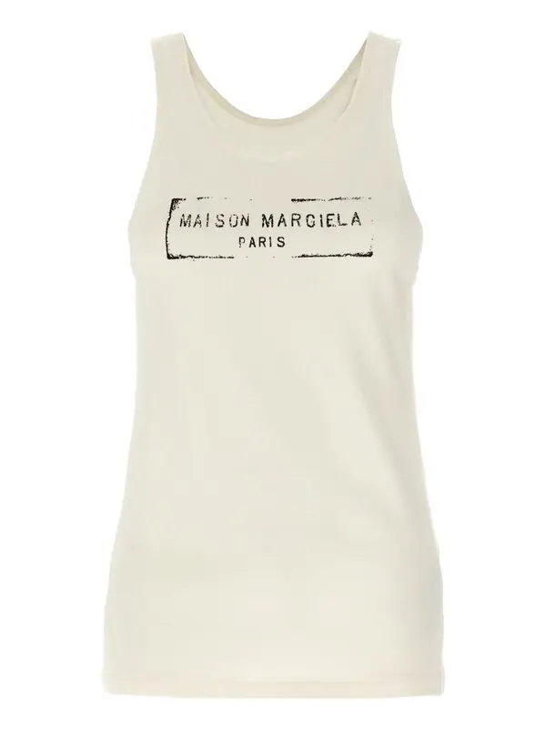 MAISON MARGIELA Logo Print Tank Top - Beige
