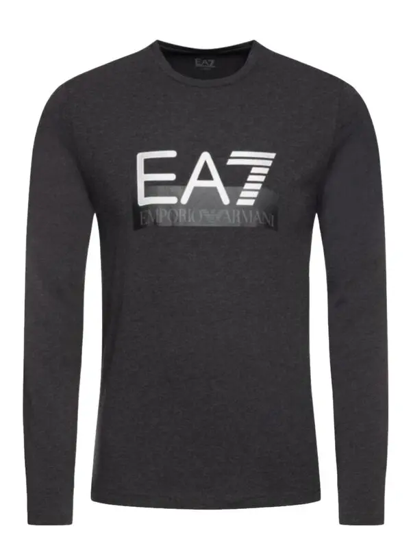 EA7 T-shirt With Round Neck And Long Sleeves - Black