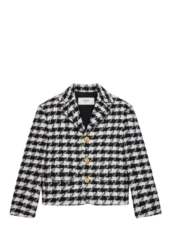 Celine Garance Jacket In Houndstooth Wool Natt - No