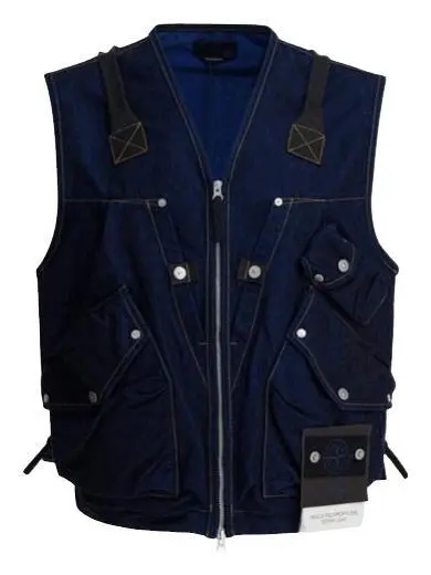 Stone Island Sleeveless Vest With Two-way Zipper - Black
