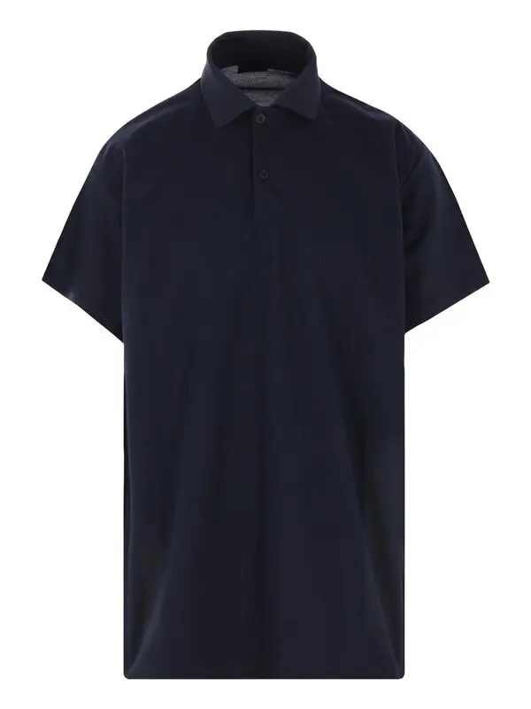 Balenciaga Logo Embroidered Polo Shirt - Navy Blue