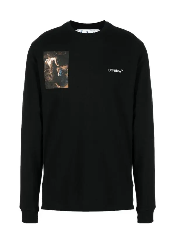 Off-White Caravaggio Print Cotton Sweatshirt - Black