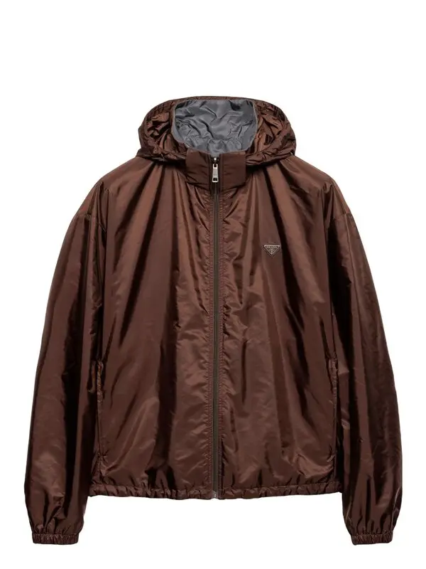 Prada Reversible Zipped Hooded Jacket - Cocoa Brown/iron Gray