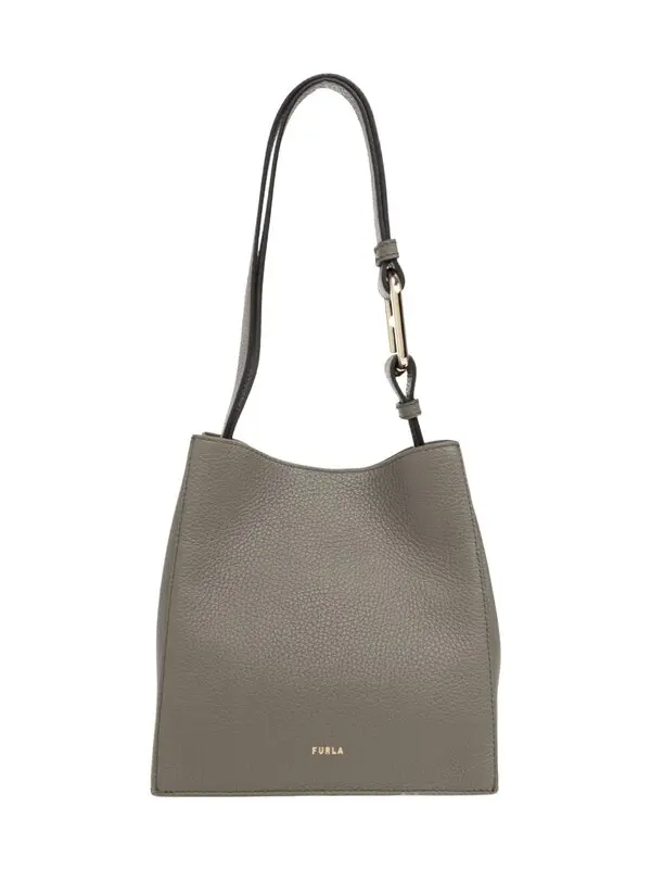 Furla Nuvola Logo Printed Mini Bucket Bag - Gray