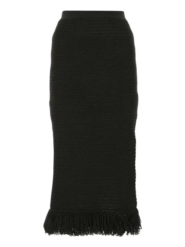 Bottega Veneta Knitted Midi Skirt With Fringe Detail - Dark Chocolate