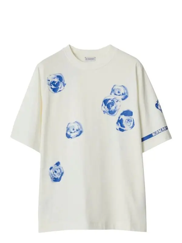 Burberry Floral Printed Crewneck T-shirt - White