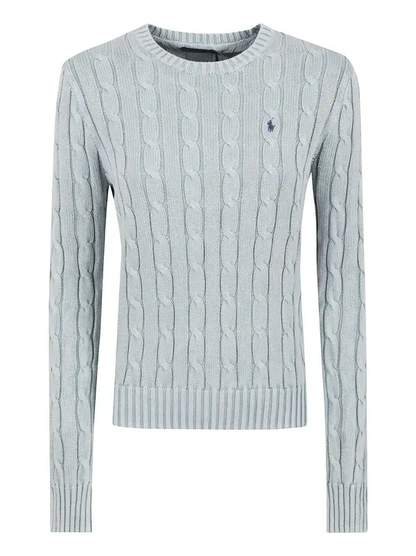Polo Ralph Lauren Cable Knit Jumper With Embroidered Pony - Light Blue
