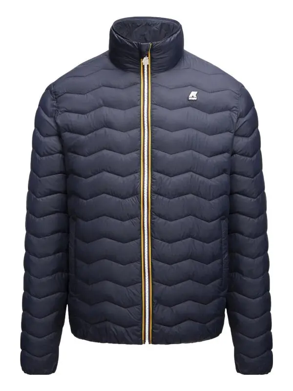 K-WAY Quilted Zip-up Jacket With Stand Collar - Black