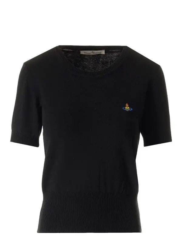 VIVIENNE WESTWOOD Orb Embroidered Knitted Top - Black