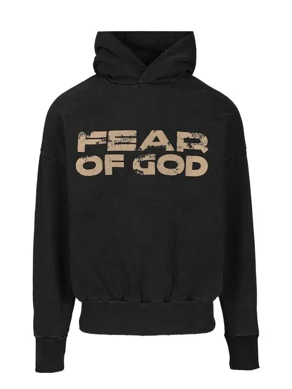 Fear Of God Logo Printed Hoodie - Black
