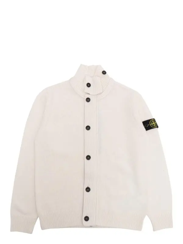 Stone Island Compass Motif Knitted Jacket - Ivory
