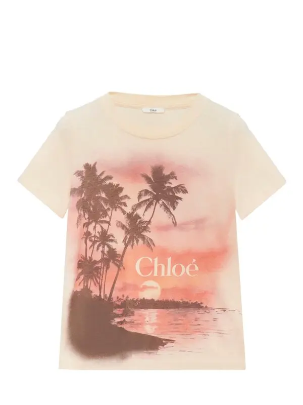 Chloé Sunset Printed Crewneck T-shirt - Nude
