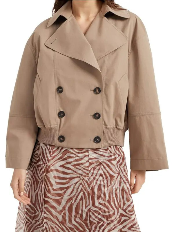 Brunello Cucinelli Panama Cropped Pea Coat - Walnut