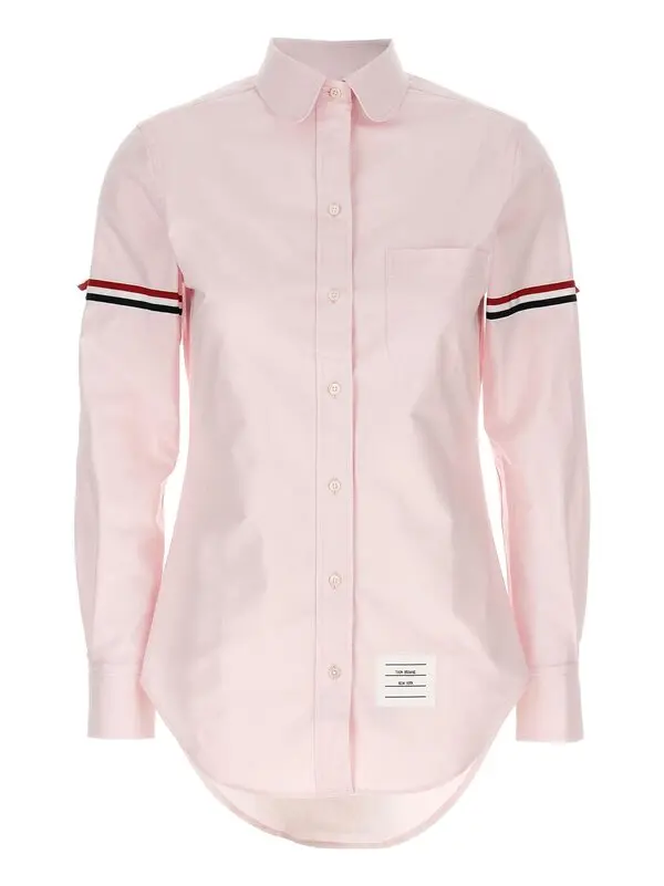 Thom Browne Rwb Striped Button-up Shirt - Light Pink