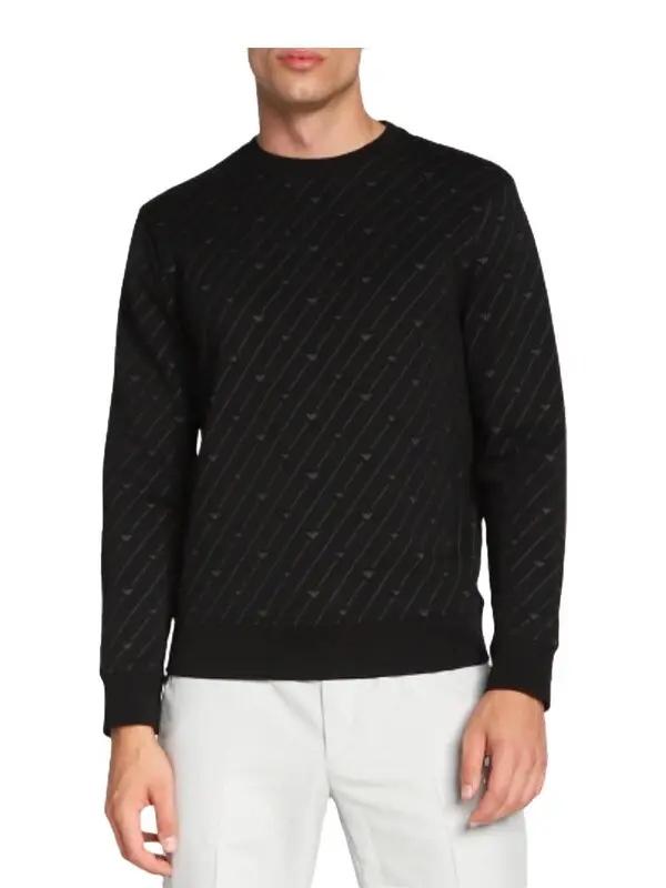 Emporio Armani Round Neck Long Sleeve Sweater - Black