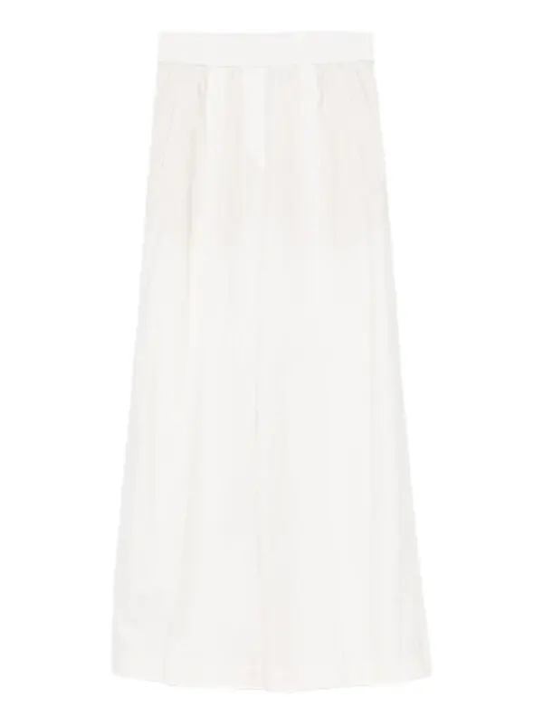 Brunello Cucinelli Straight Wide Leg Trousers With Pleated Details - White