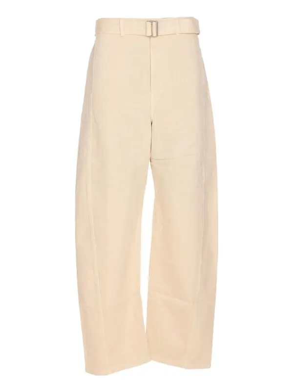 LEMAIRE Belted Straight-leg Trousers - Nude
