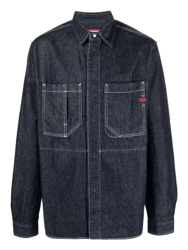DIESEL® Zip-front Denim Shirt - Black