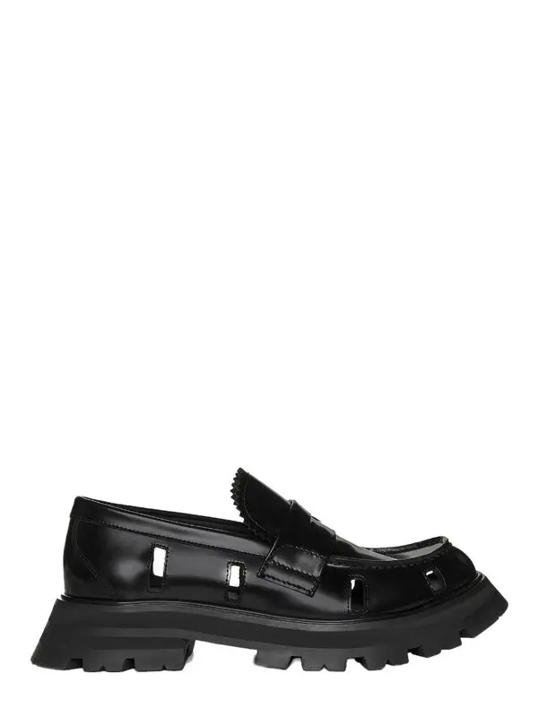 Alexander McQueen Cut-out Flat Loafers - Black
