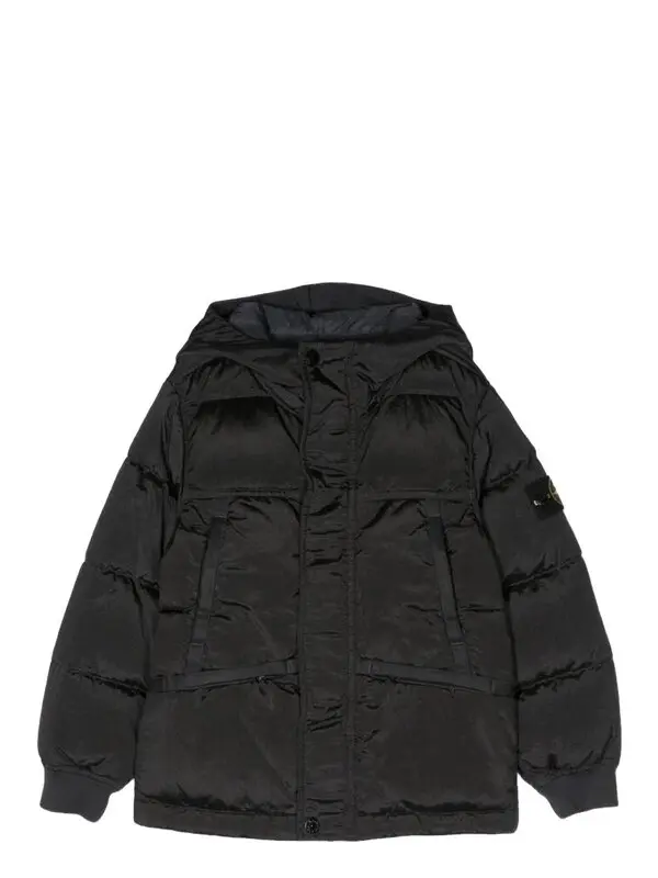 Stone Island Down Jacket Blouson With Logo Patch - Charcoal-grey
