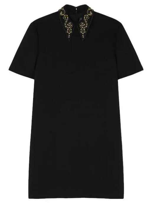 Versace Embellished Collar Mini Dress - Black