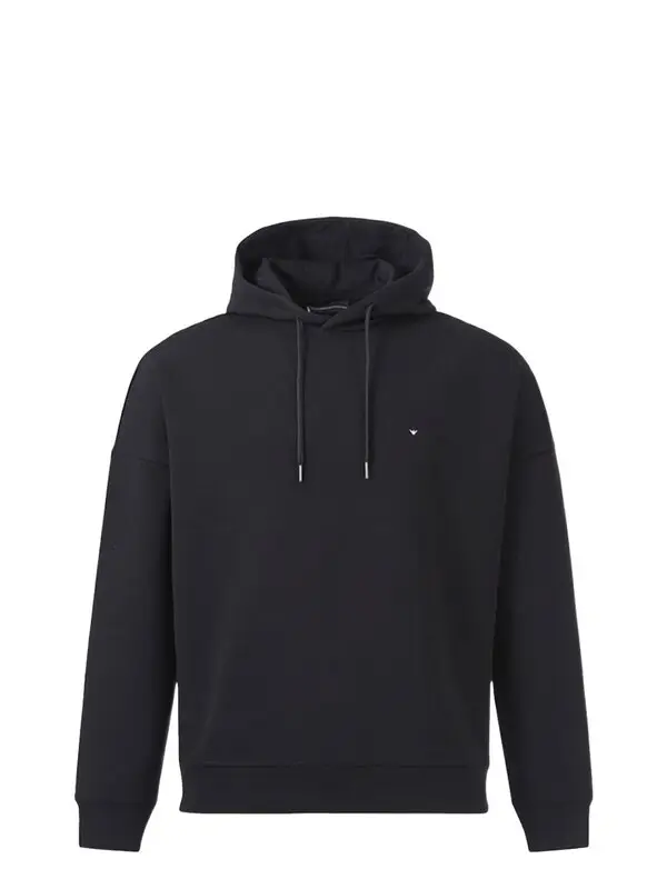 Emporio Armani Embroidered-logo Drawstring Hoodie - Black