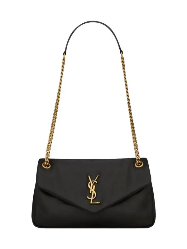 Saint Laurent Calypso Logo Plaque Shoulder Bag - Black