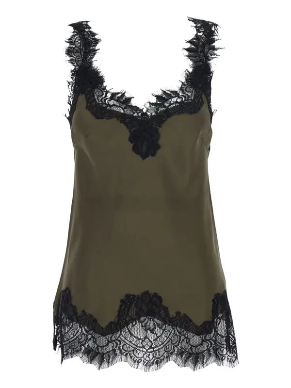 Gold Hawk Lace-trimmed Sleeveless Top - Brown