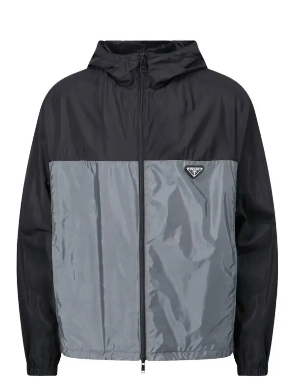 Prada Re-nylon Hooded Jacket - Black / Iron Gray