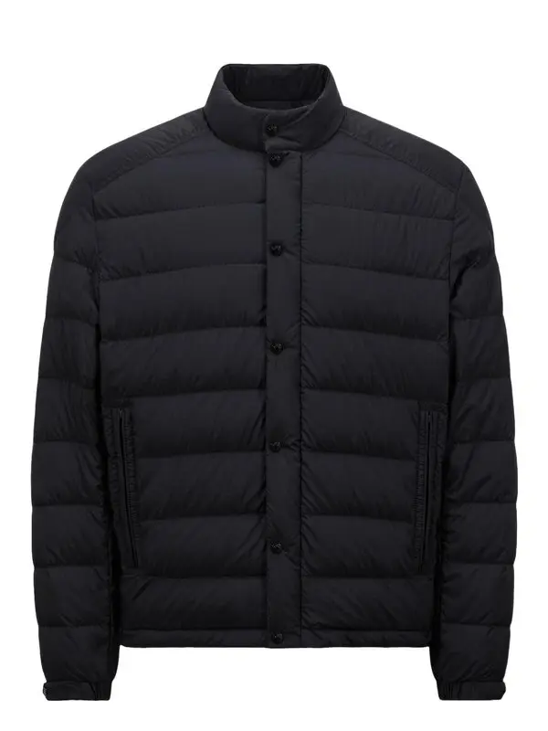 Moncler Quilted Down Jacket With Stand Collar - Navy Blue