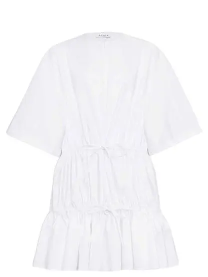 Alaïa Ruched Poplin Dress - White
