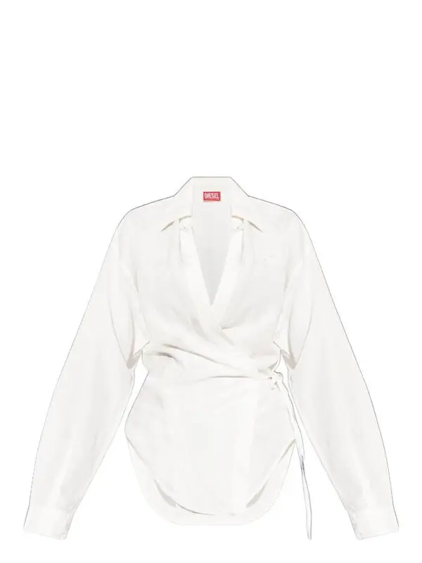 DIESEL® C-delphos-s3 Wrap Shirt With Self-tied Detail - White