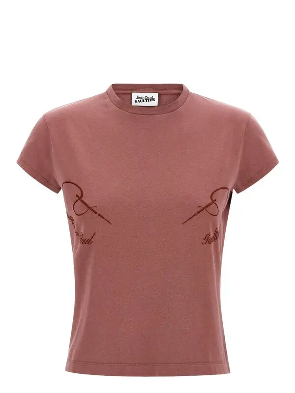 JEAN PAUL GAULTIER Embroidered T-shirt - Bordeaux