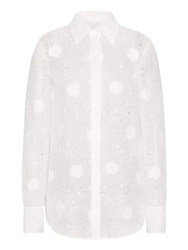 Valentino Garavani Floral Embroidered Long-sleeved Shirt - Ivory