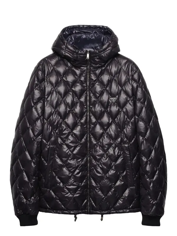 Prada Quilted Hooded Zip-up Jacket - Black