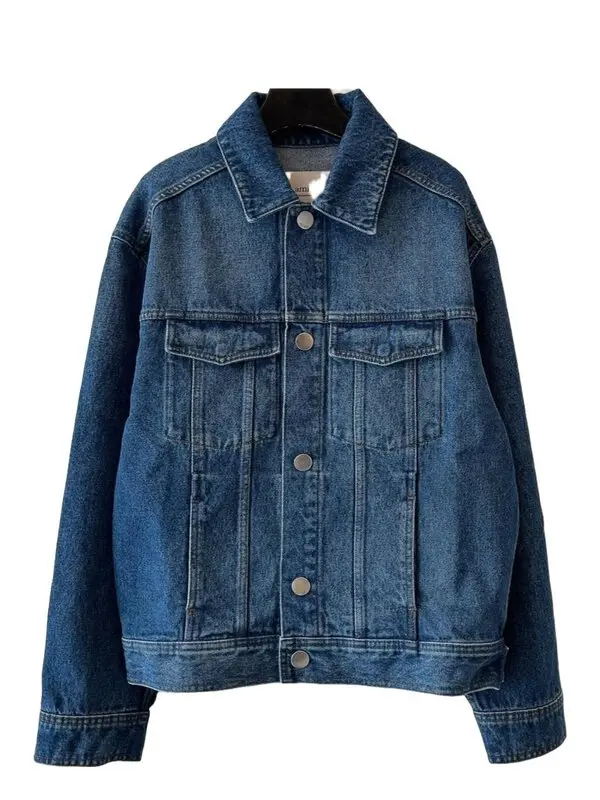 Ami Logo Patch Denim Jacket - Blue