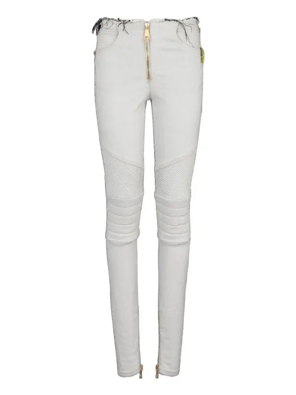 Balmain Ribbed Cotton Slim-fit Jeans - White