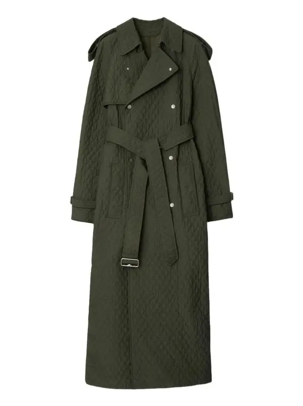 Burberry Double-breasted Quilted Trench Coat - Lake Color