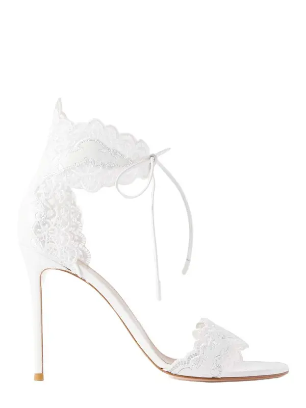 GIANVITO ROSSI Open-toe Stiletto Sandals With Ankle Straps And Lace Detailing - White