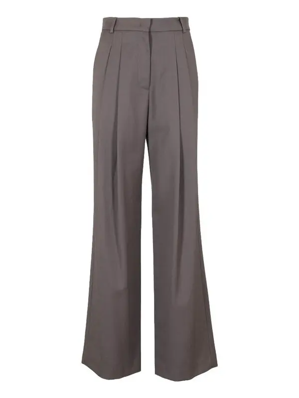 LOW CLASSIC Pleated High-waist Wide Leg Trousers - Black
