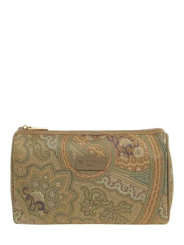 Etro Zippered Clutch With Logo Detail - Beige